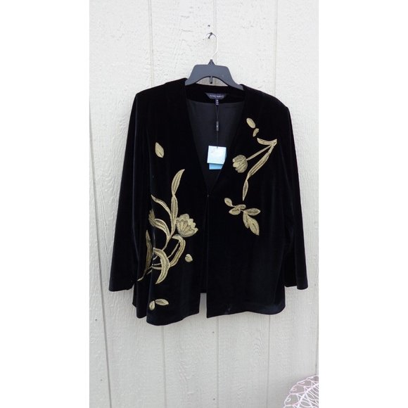 Ming Wang | Jackets & Coats | Nwt Ming Wang Black Velvety Oriental ...
